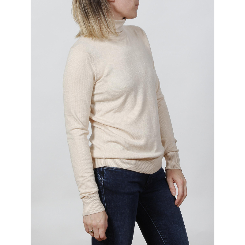 Pull col roulé basic beige femme - Deeluxe | wimod