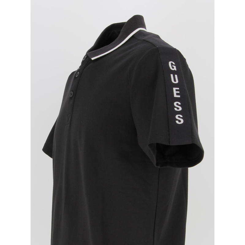 Polo paul pique tape noir homme - Guess | wimod