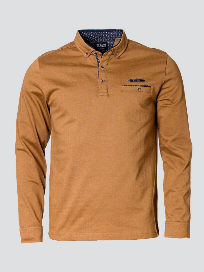 Polo manches longues ludovic marron homme - Delahaye | wimod