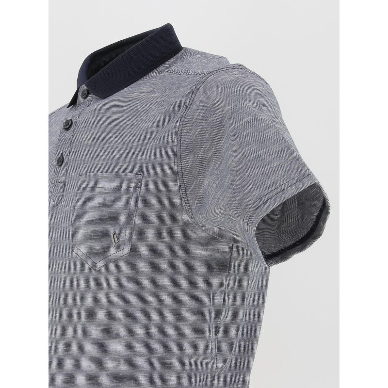 Polo barcock strié bleu marine homme - Sun Valley | wimod