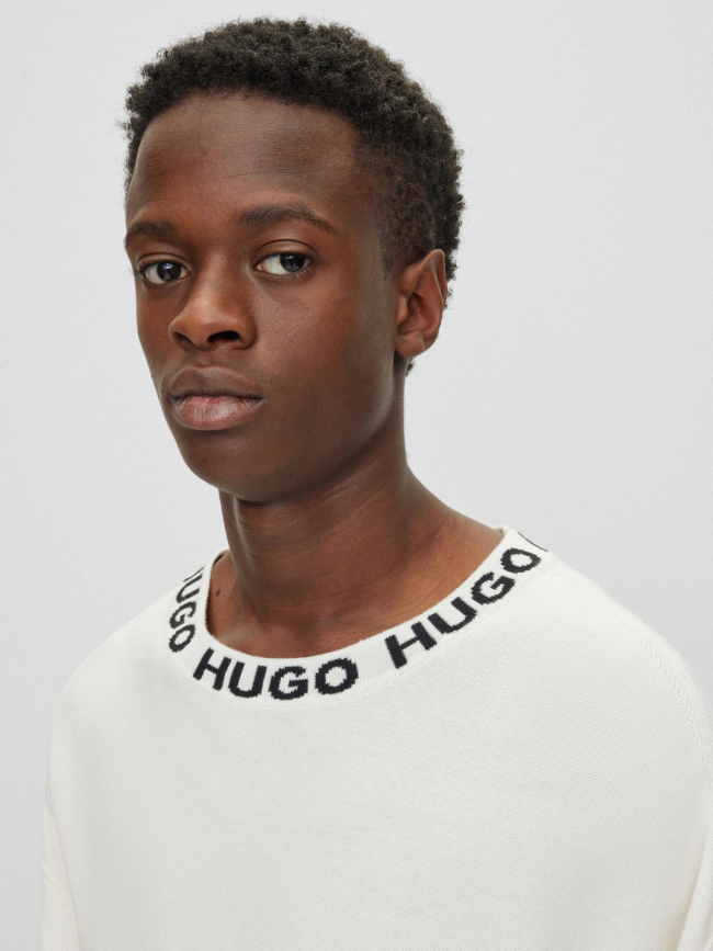 Pull col logo smarlo blanc homme - Hugo | wimod