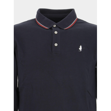 Polo manche longue uni bleu marine homme - MCS | wimod