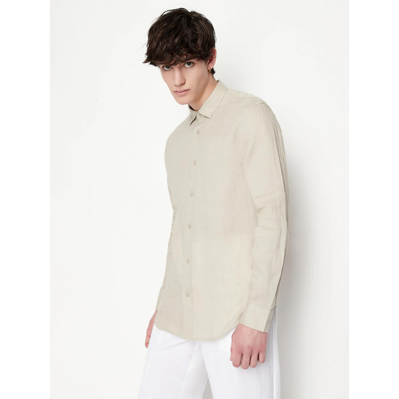 Chemise manches courtes en lin cuban blanc homme - Calvin Klein | wimod