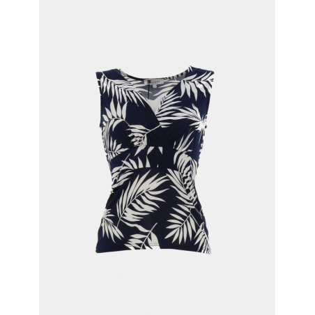 Top col v flori bleu marine blanc femme - Morgan | wimod