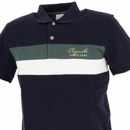 Polo blocks navy bleu marine homme - Jack & Jones | wimod